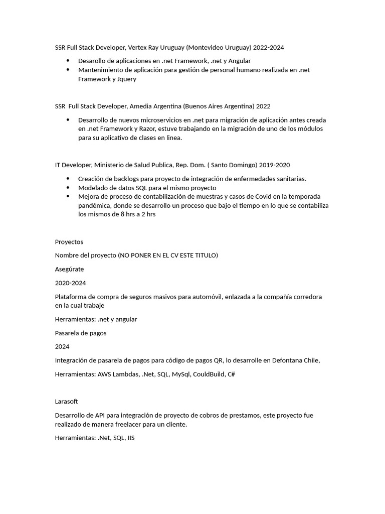 SSR Full Stack Developer | PDF