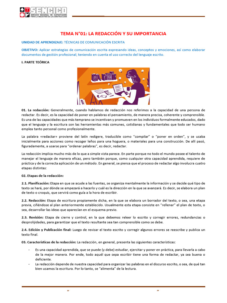PRÁCTICA GUIADA N°01 La Redacción y Su Importancia | PDF