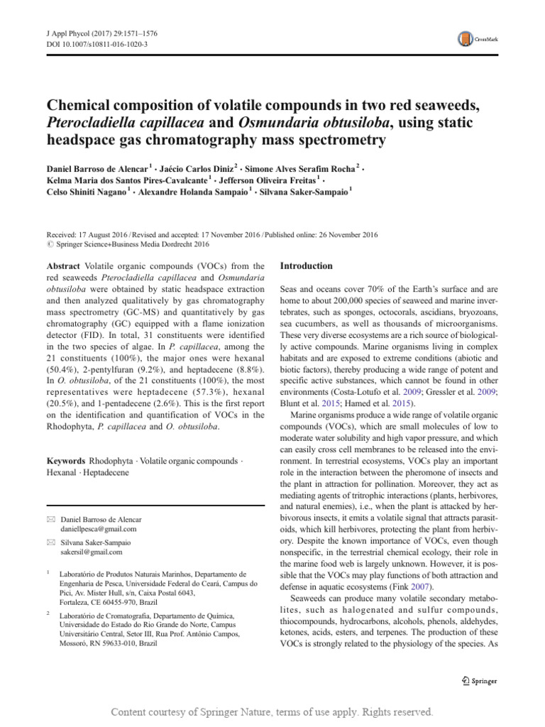 Chemical Composition of Volatile Compounds in Two | PDF