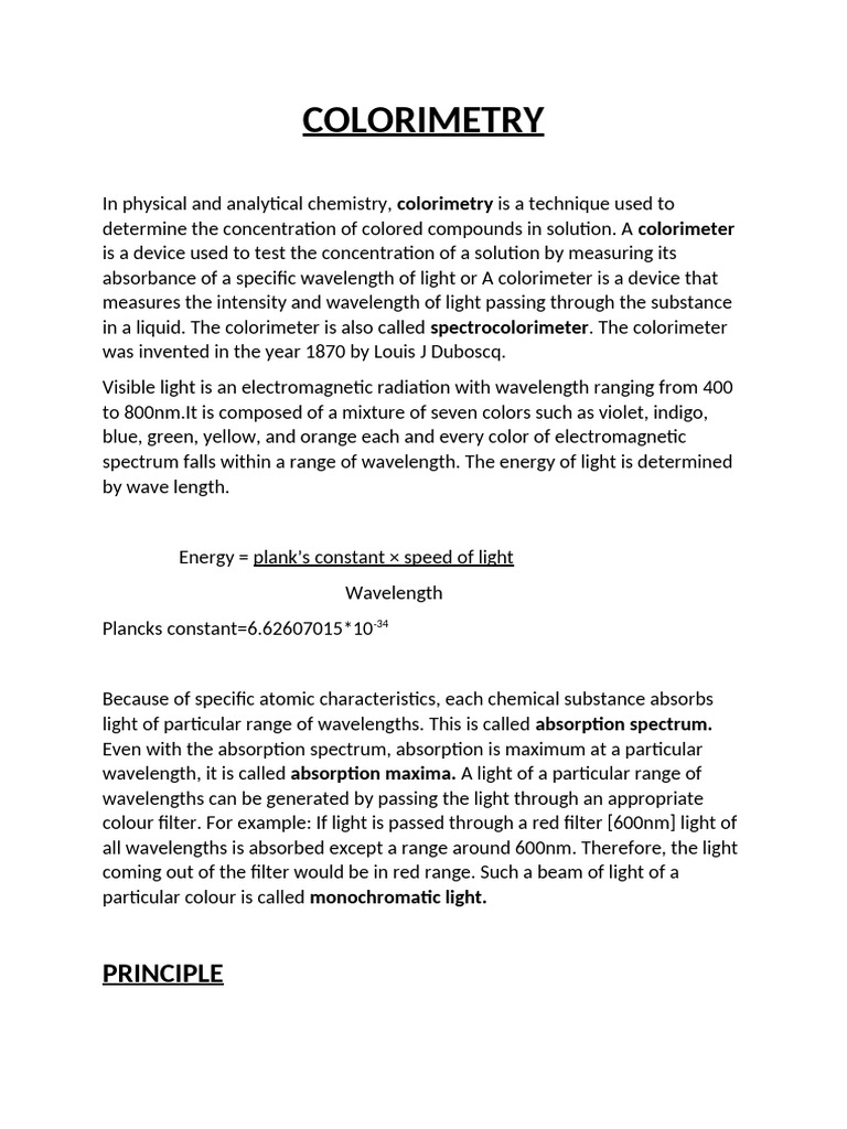 COLORIMETRY | PDF | Spectrophotometry | Wellness