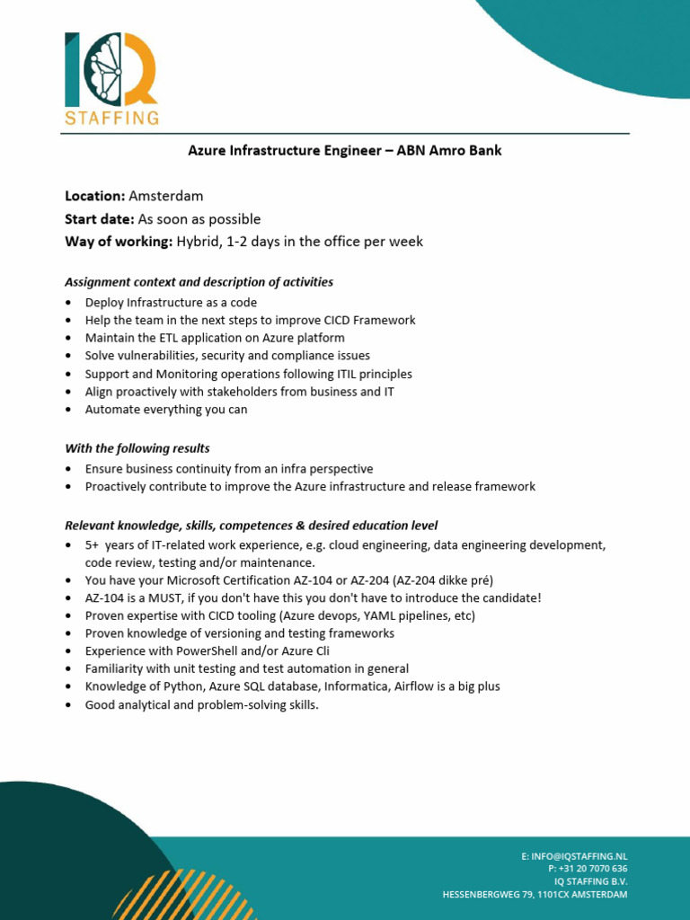 Azure Infrastructure - ABN Amro Bank | PDF