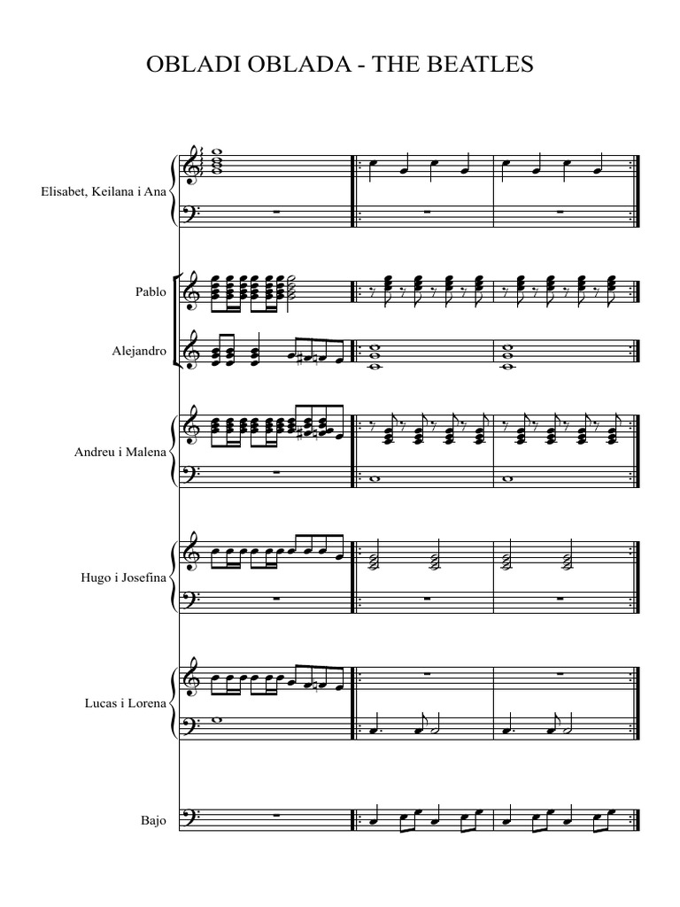 OBLADI OBLADA - THE BEATLES - Partitura y Partes | PDF