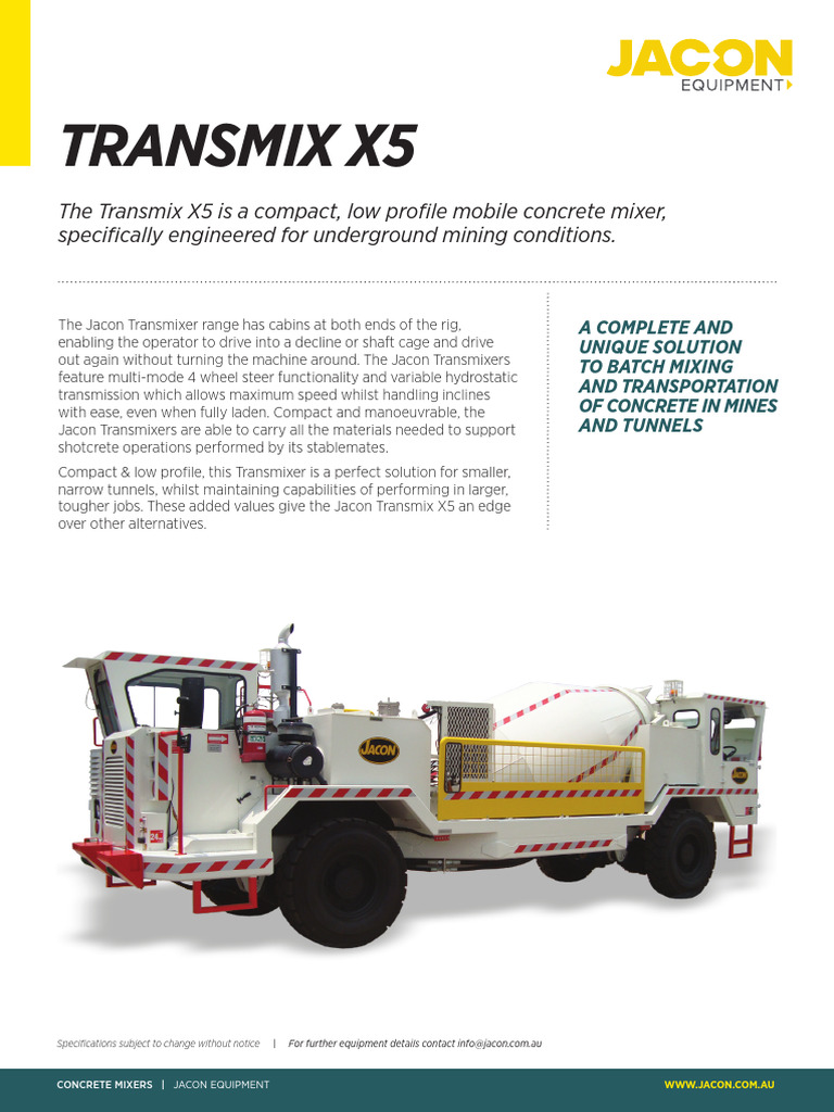 Jacon Transmix X5 Specifications | PDF | Vehicles