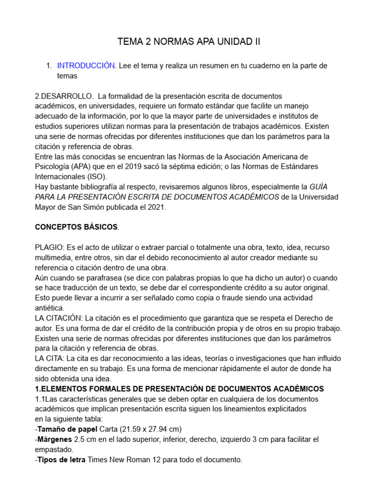TEMA 2 NORMAS APA UNIDAD II | PDF