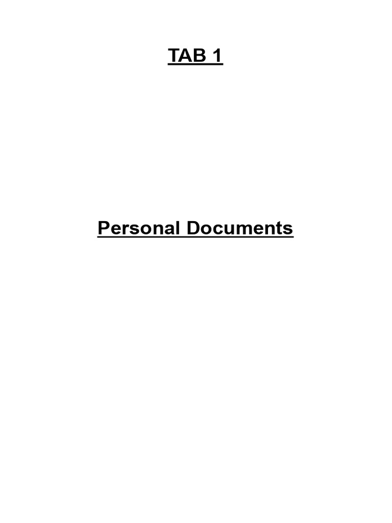 Tab 1 - Personal Documents | PDF