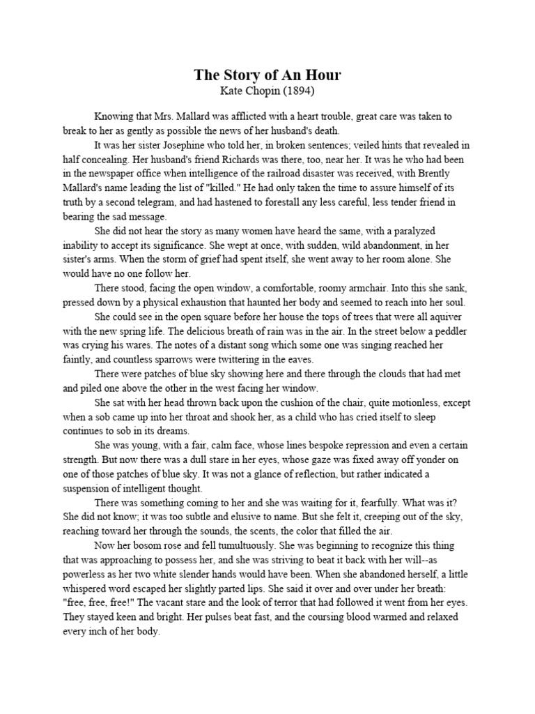 The Story of An Hour - Kate Chopin | PDF