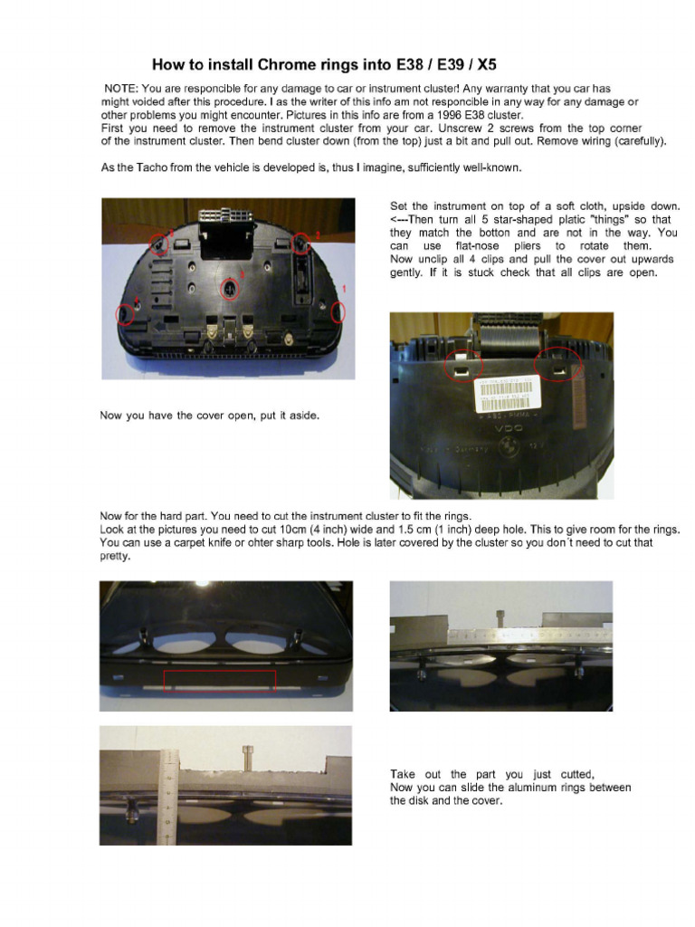 E38 E39 x5 Tach Chrome Rings Installation | PDF