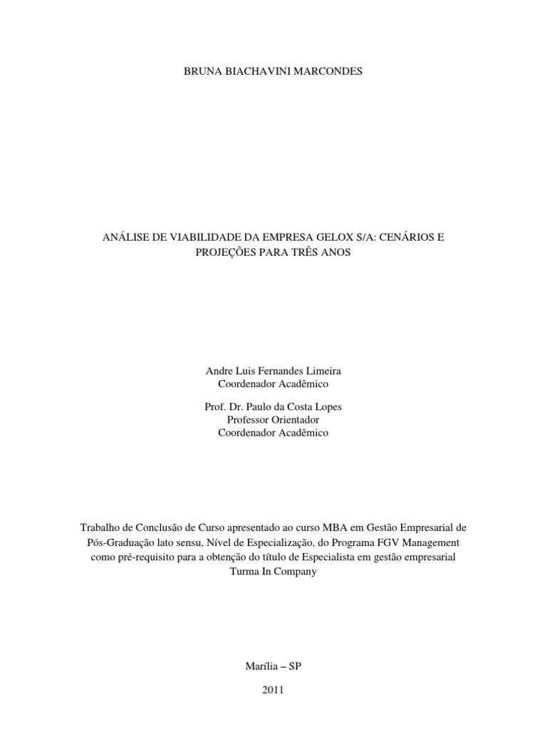 TCC Final Bruna Marcondes | PDF | Investimentos | Plano de negócios