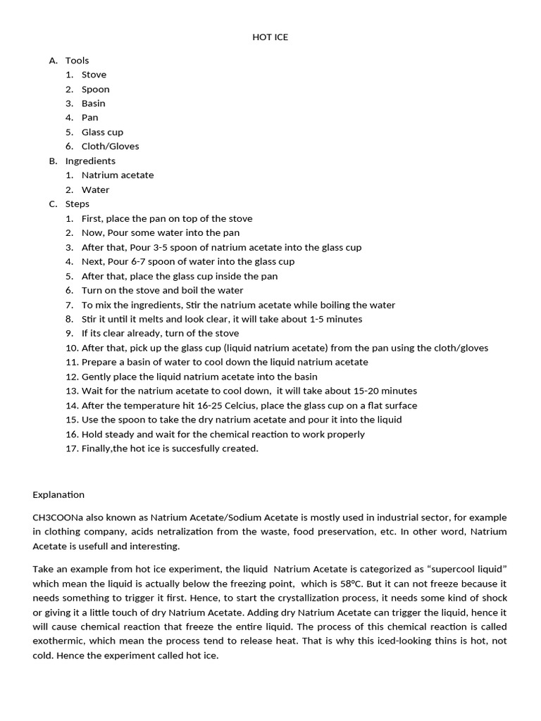 Hot Ice Experiment | PDF