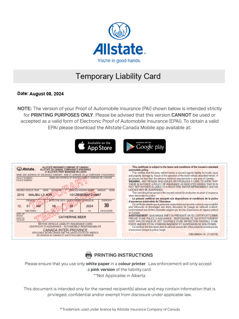 Temporary Liability Card | PDF