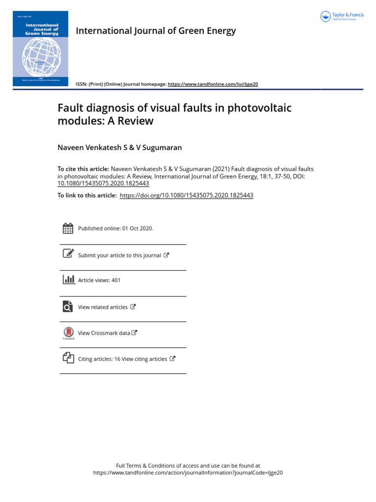 2021 Naveen Venkatesh Fault Diagnosis Of Visual Faults In Photovoltaic Modules A Review Pdf
