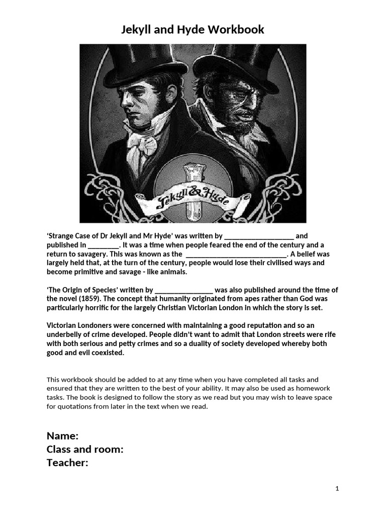 Jekyll and Hyde Challenge Workbook | PDF