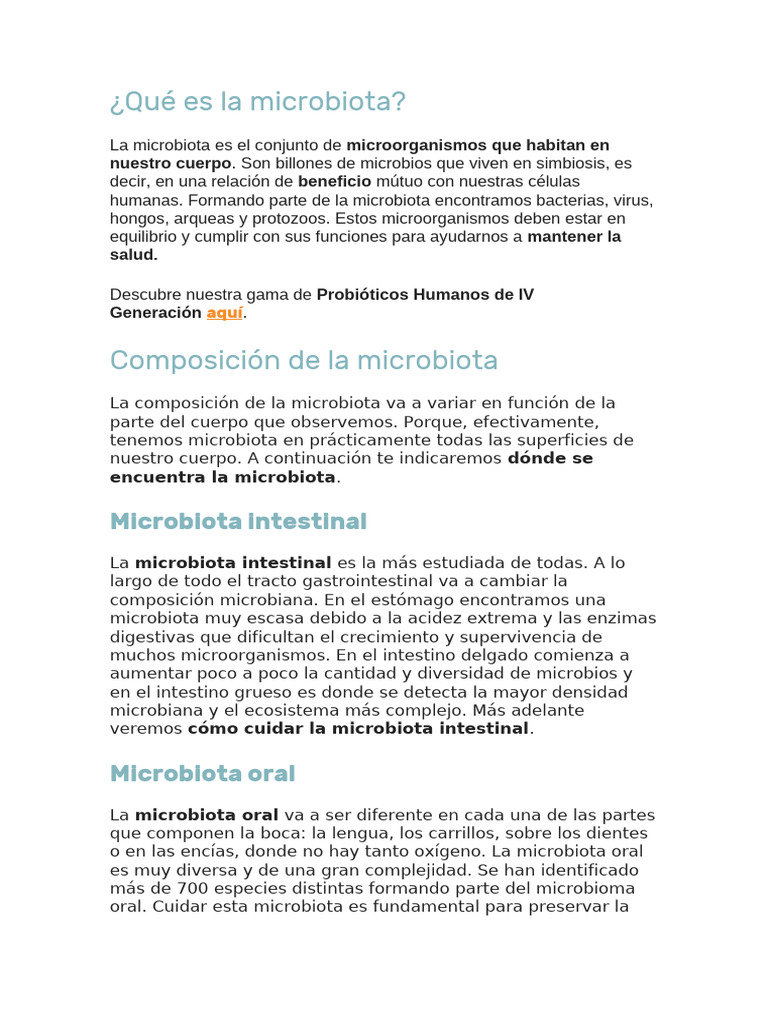 Qué Es La Microbiota | PDF | Probiótico | Salud y bienestar