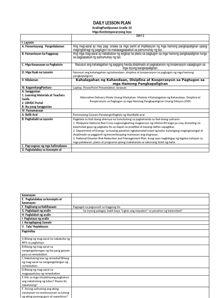 Grade 10 Environmental Issues Lesson Plan | PDF | Self-Improvement