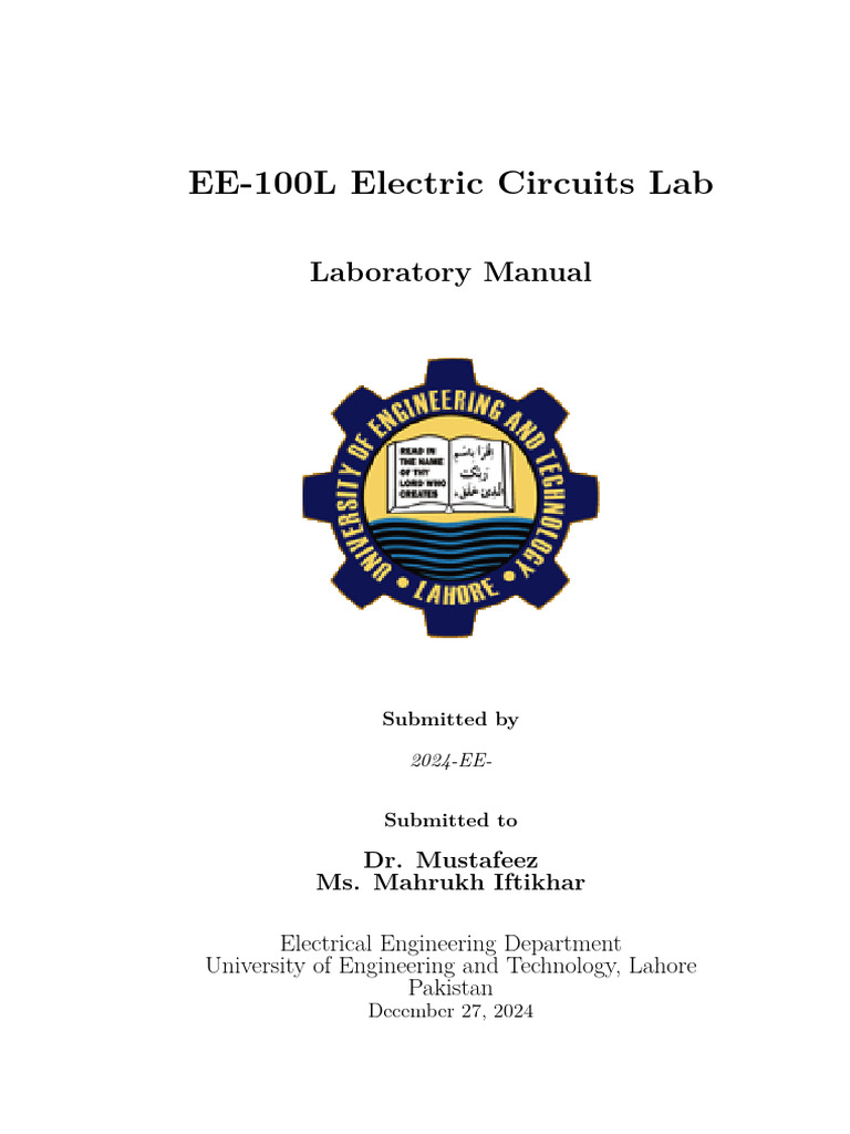 EE-100L Electric Circuits Lab: Laboratory Manual | PDF