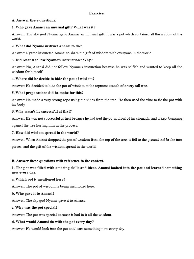 Exercises - Why Wisdom Is Everywhere | PDF | Anansi | Wisdom