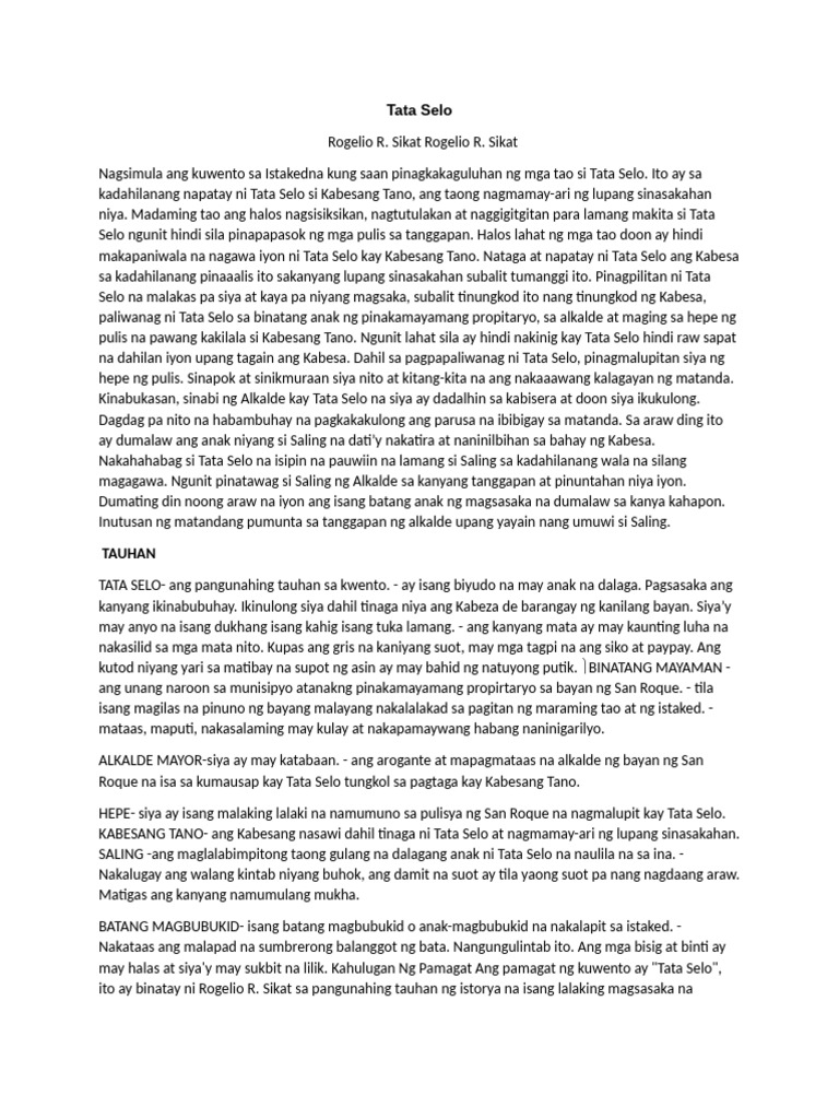 Tata Selo: Kwento ng Pagsasaka at Lupa | PDF