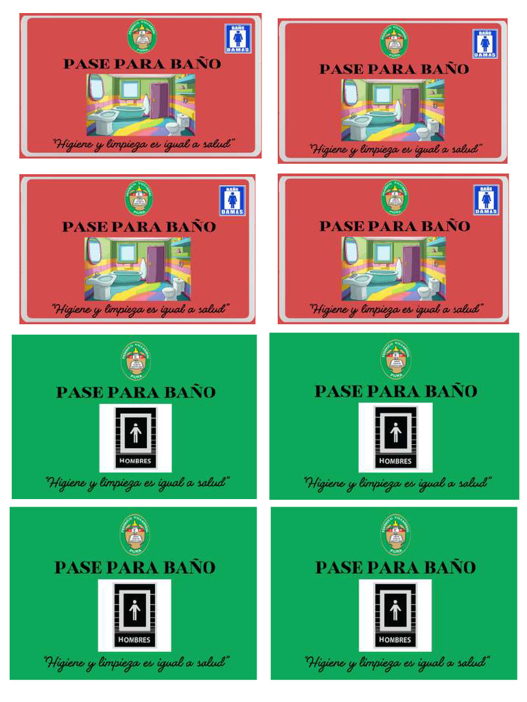 PASES PARA BAÑO IMPRIMIR | PDF