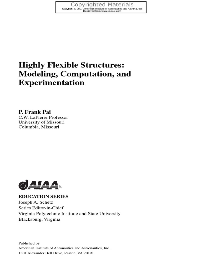 Highly Flexible Structures Modeling Computation Pdf Bending Finite Element Method