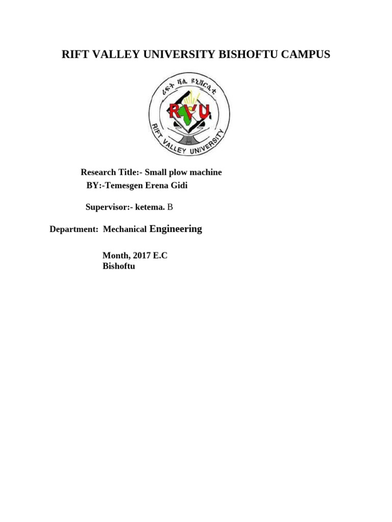 Rift Valley University Bishoftu Campus: Engineering | PDF