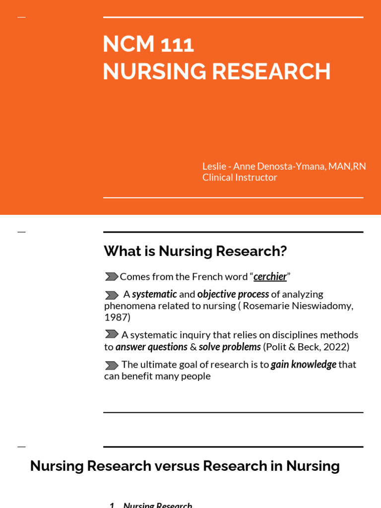 NCM 111: Nursing Research Overview | PDF | Nursing | Evidence Based ...