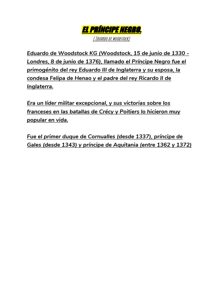 El Príncipe Negro. | PDF