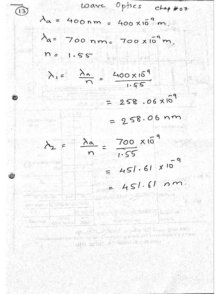 Wave Optics (Numericals) | PDF