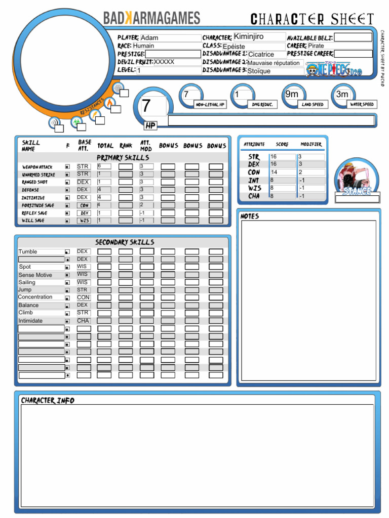 (Copier) One_Piece_Character_Sheet-Editable (modifié) | PDF