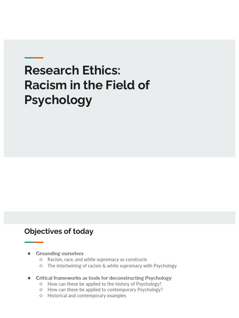 History of Racism in Psychology | PDF
