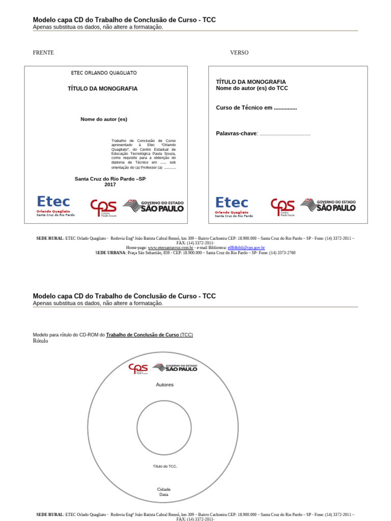 Modelo Capa CD TCC | PDF