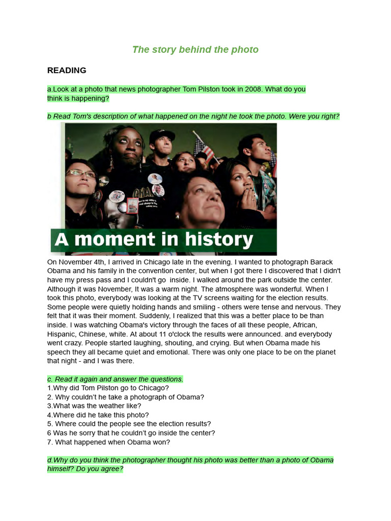 The Story Behind The Photo Past Simple and Continuous | PDF