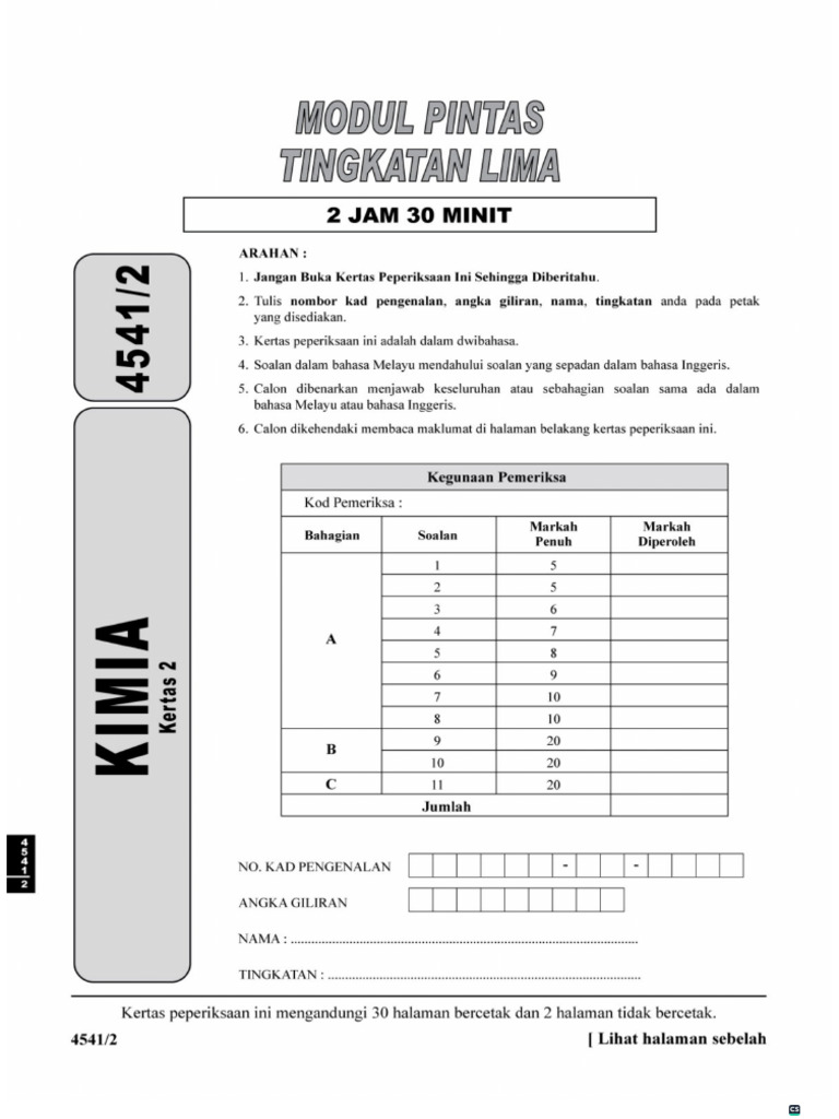 Kimia K2 (Set 3) Selangor 2022 | PDF