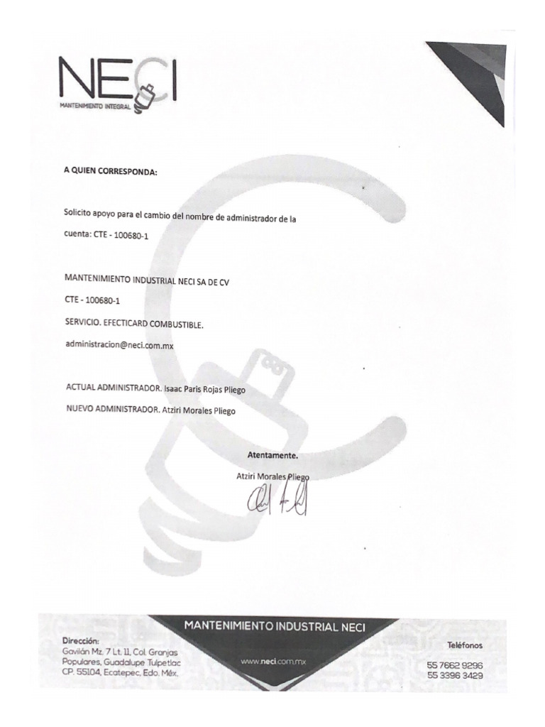 Carta Efectivale MANT NECI | PDF