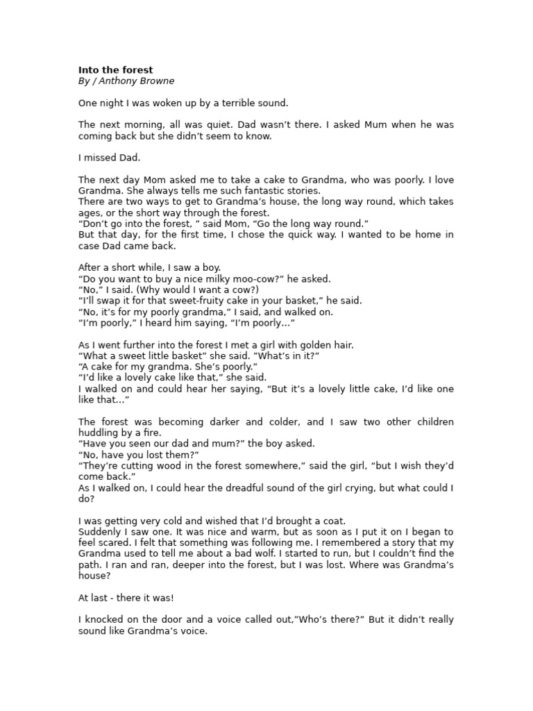 Into the forest Anthony Browne _ | PDF