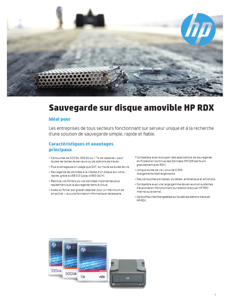 Sauvegarde Sur Disque Amovible HP RDX: Idéal Pour | PDF