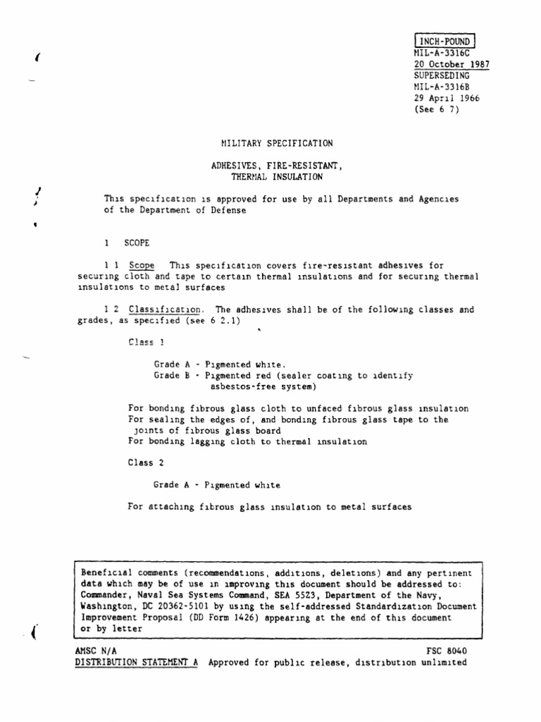 MIL-A-3316 Thermal Insulation | PDF