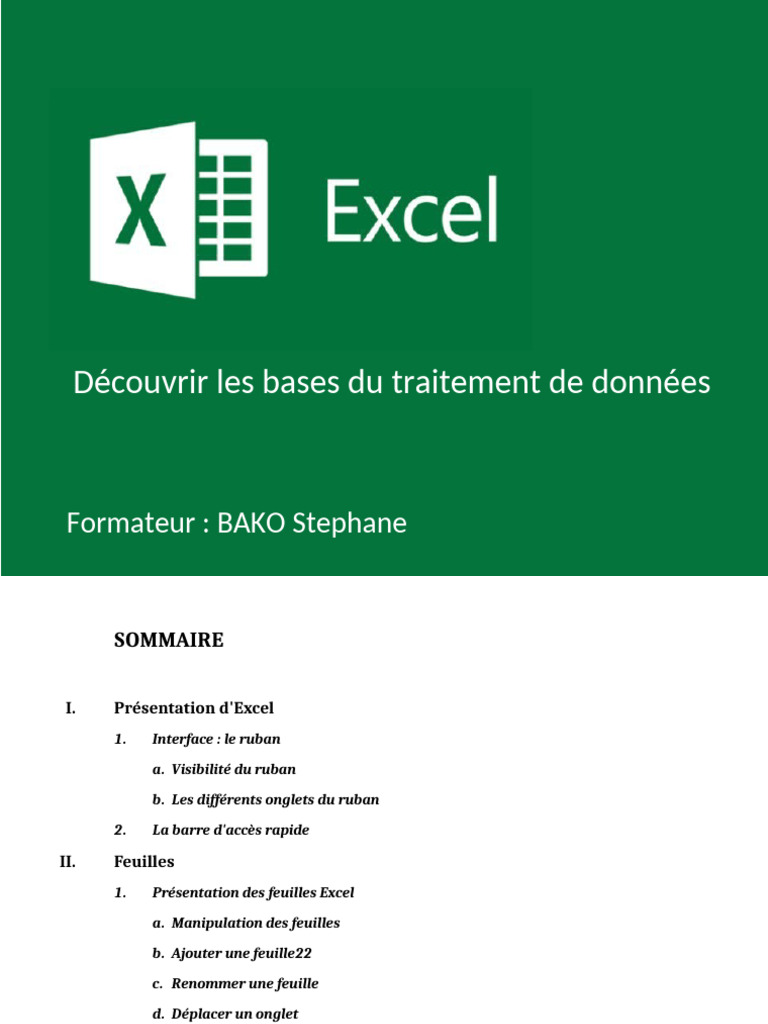 Atelier de Formation Excel | PDF