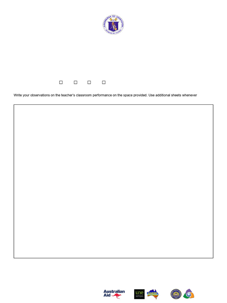 Teacher Observation Notes Form | PDF