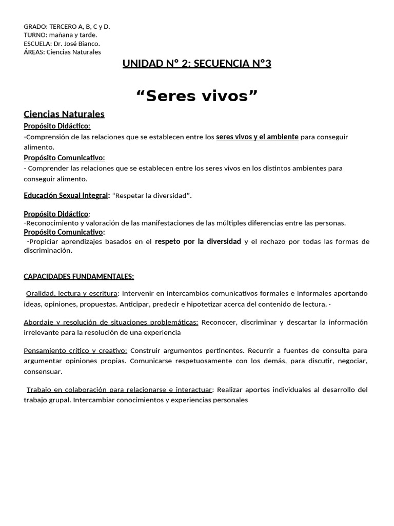Ciencias Naturales Unidad 2 Secuencia 3 | PDF