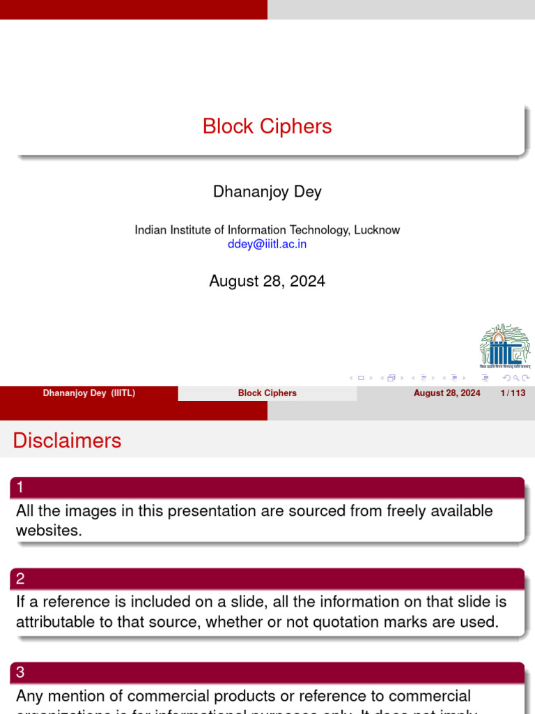 Block Ciphers 5th-24 | PDF