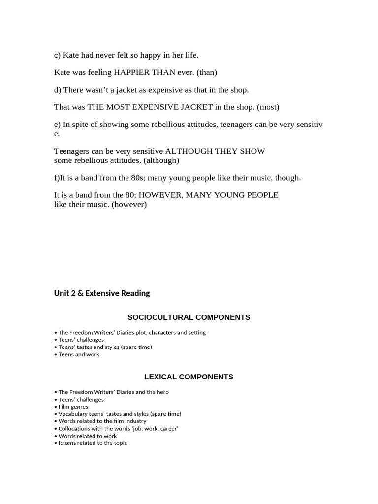 Exercises Unit 2 | PDF