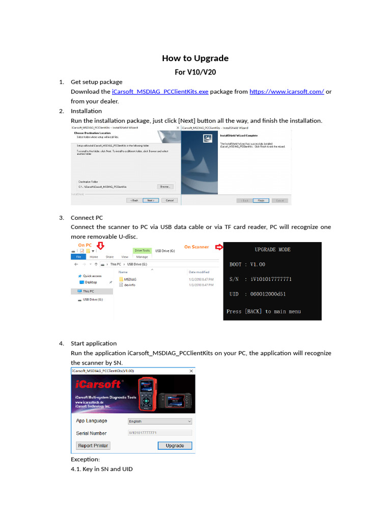V1.0&V2.0 Updating Instructions | PDF