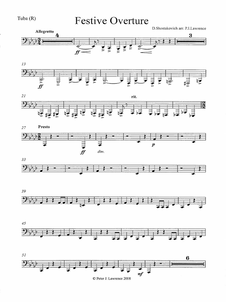 Festive Overture - Tuba in C | PDF