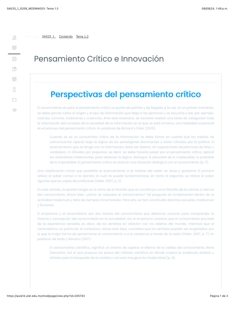 4 Perspectivas Del Pensamiento Critico | PDF