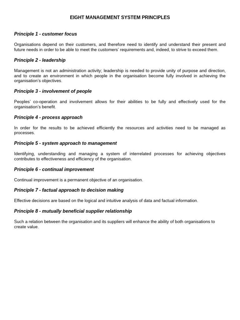 Eight Management System Principles | PDF