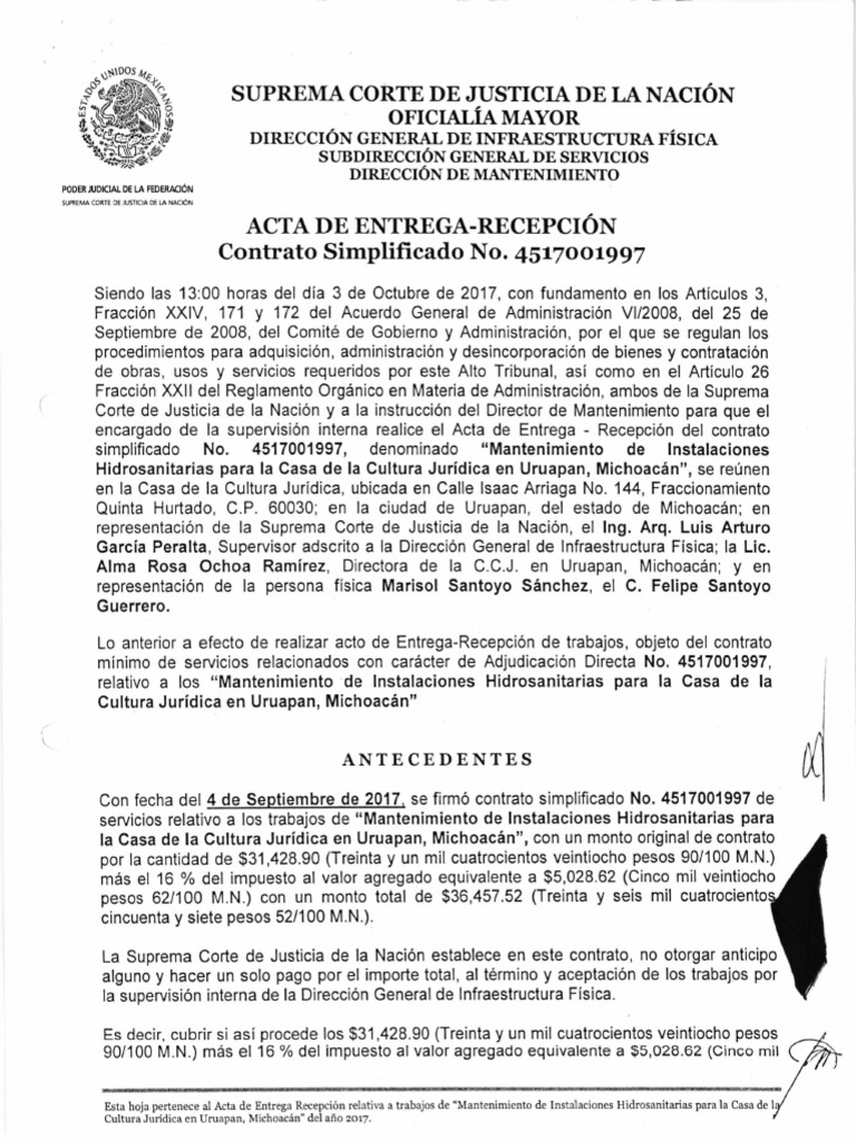 Contrato 4517001997 03 Acta Entrega Recepcion | PDF