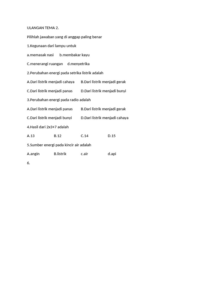 Ulangan Tema 2 | PDF