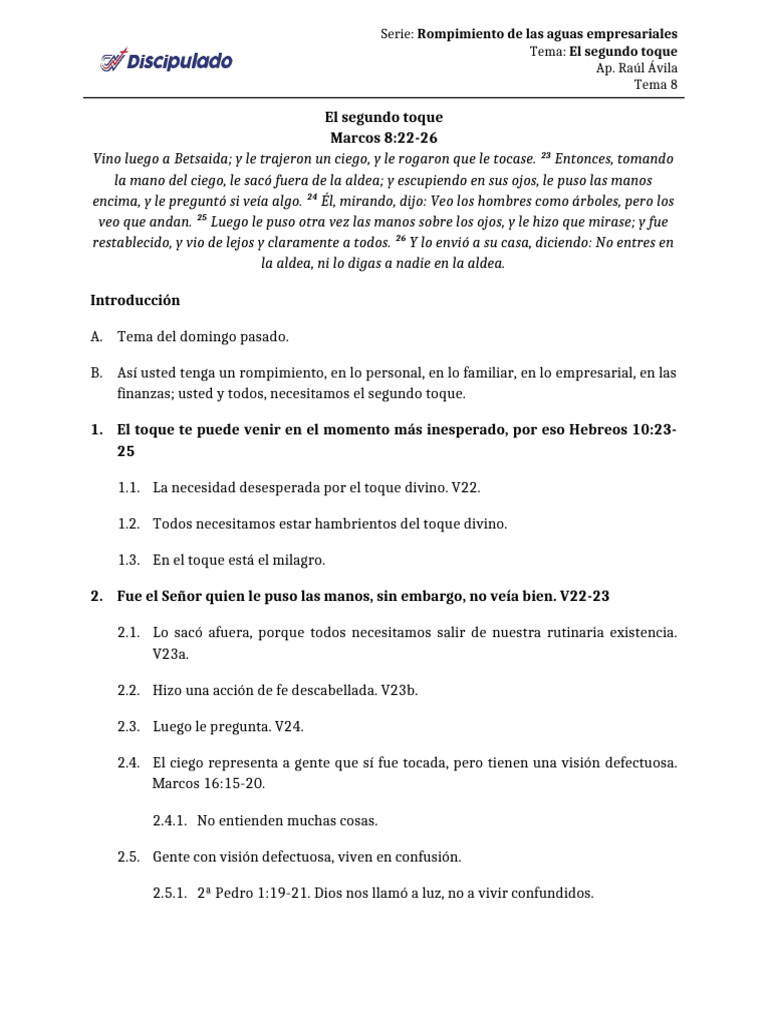 El Segundo Toque. Ap. Raúl Ávila | PDF