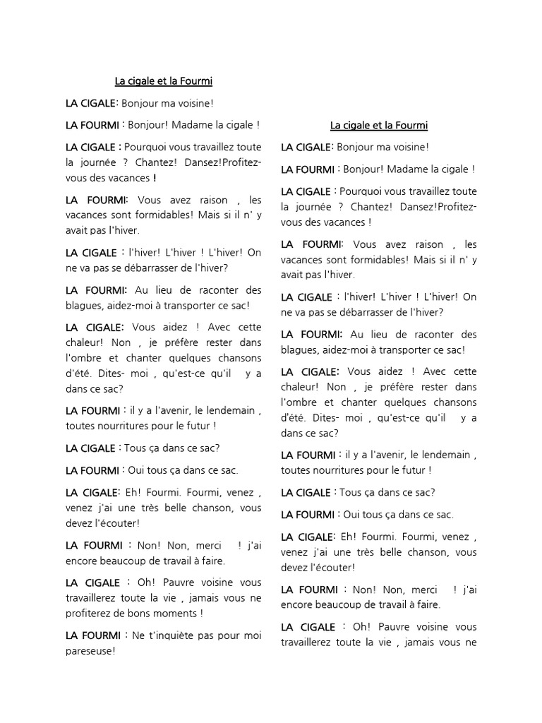 la cigale et la fourmi | PDF