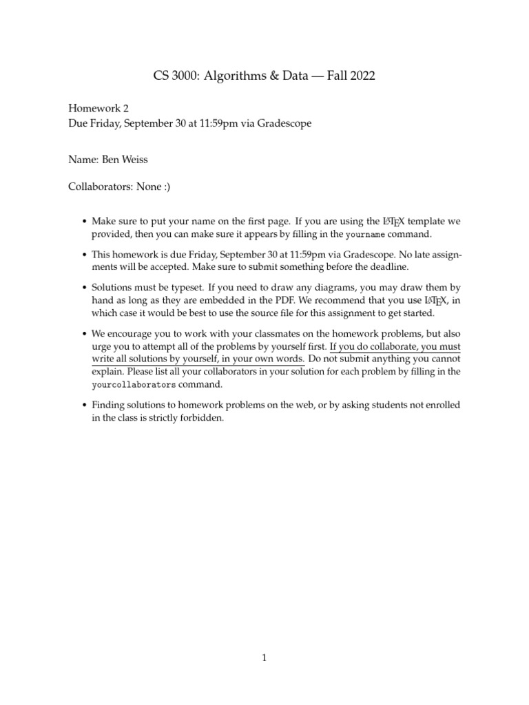 Algo Homework 2 | PDF